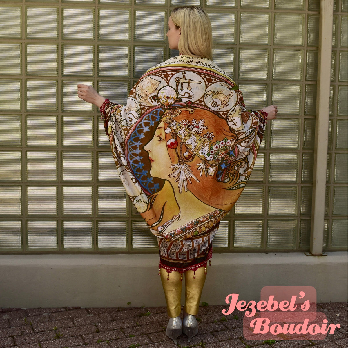 Astrology Duster, Beaded Fringe Robe, Fortune Teller Art Nouveau Alpho ...
