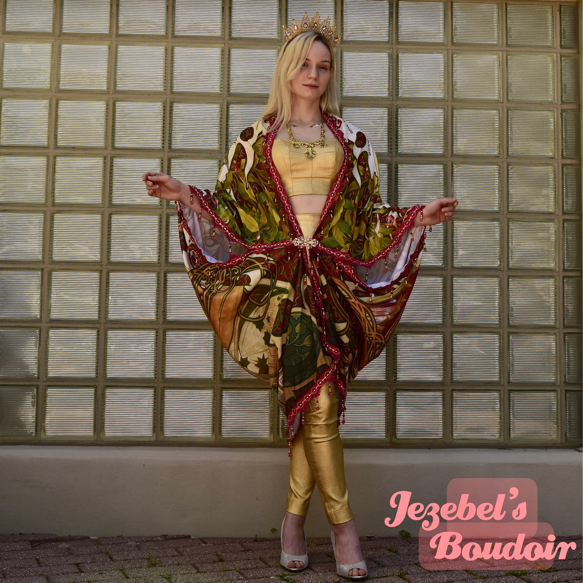 Astrology Duster, Beaded Fringe Robe, Fortune Teller Art Nouveau Alpho ...