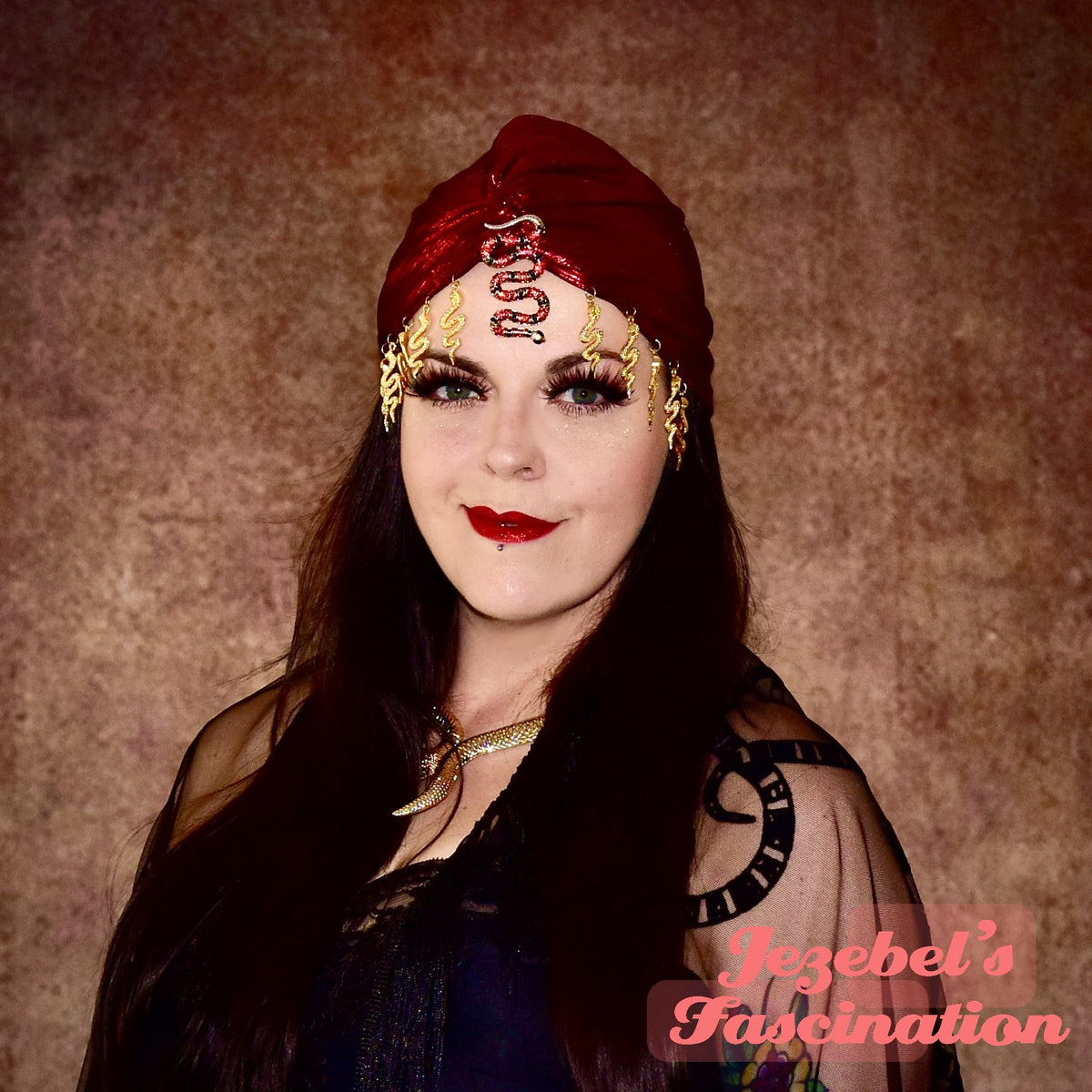 Garnet Red Snake Flapper Turban, Oddity Headpiece, 1920s Witch Fortune ...