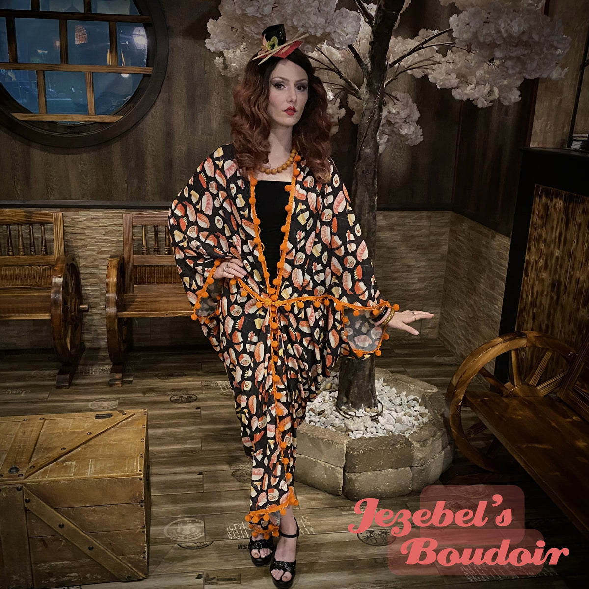 Sushi Nigiri Fascinator, Quirky Sake Chopstick Headpiece, Japanese Bam ...