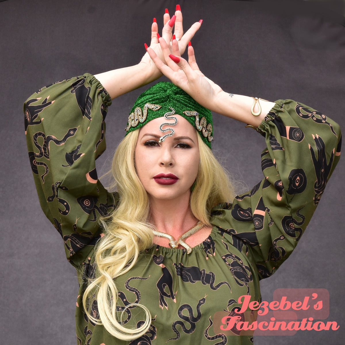Emerald Green Snake Flapper Turban, Oddity Headpiece, 1920s Witch Fort ...