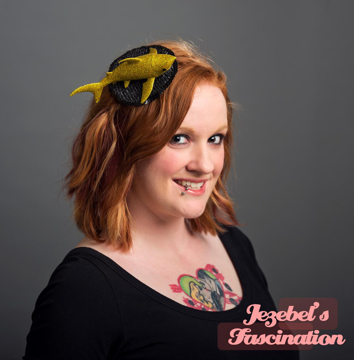 Gold Glitter Mako Shark Fascinator Funny Nautical Headpiece Great Whit ...