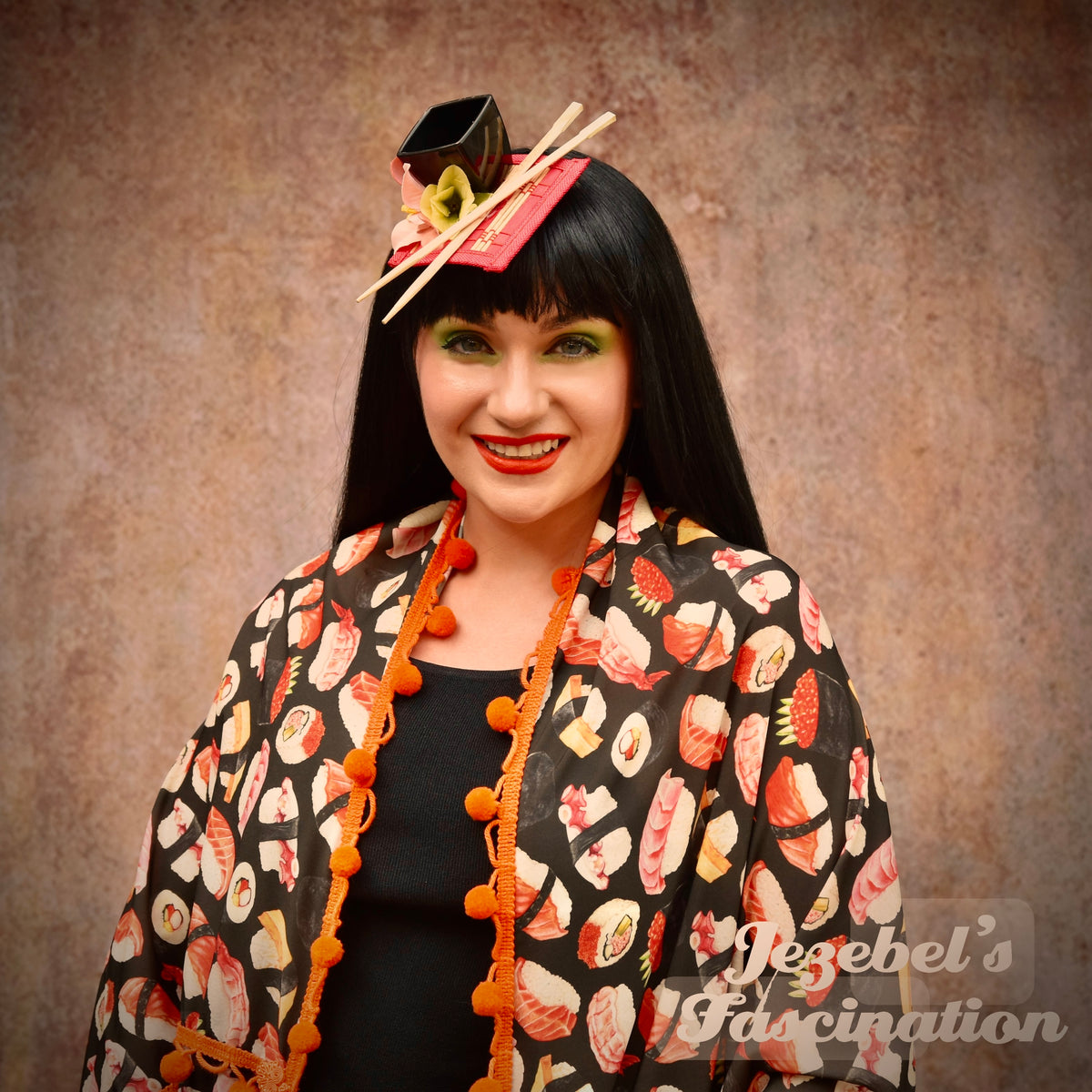 Sushi Nigiri Fascinator, Quirky Sake Chopstick Headpiece, Japanese Bam ...